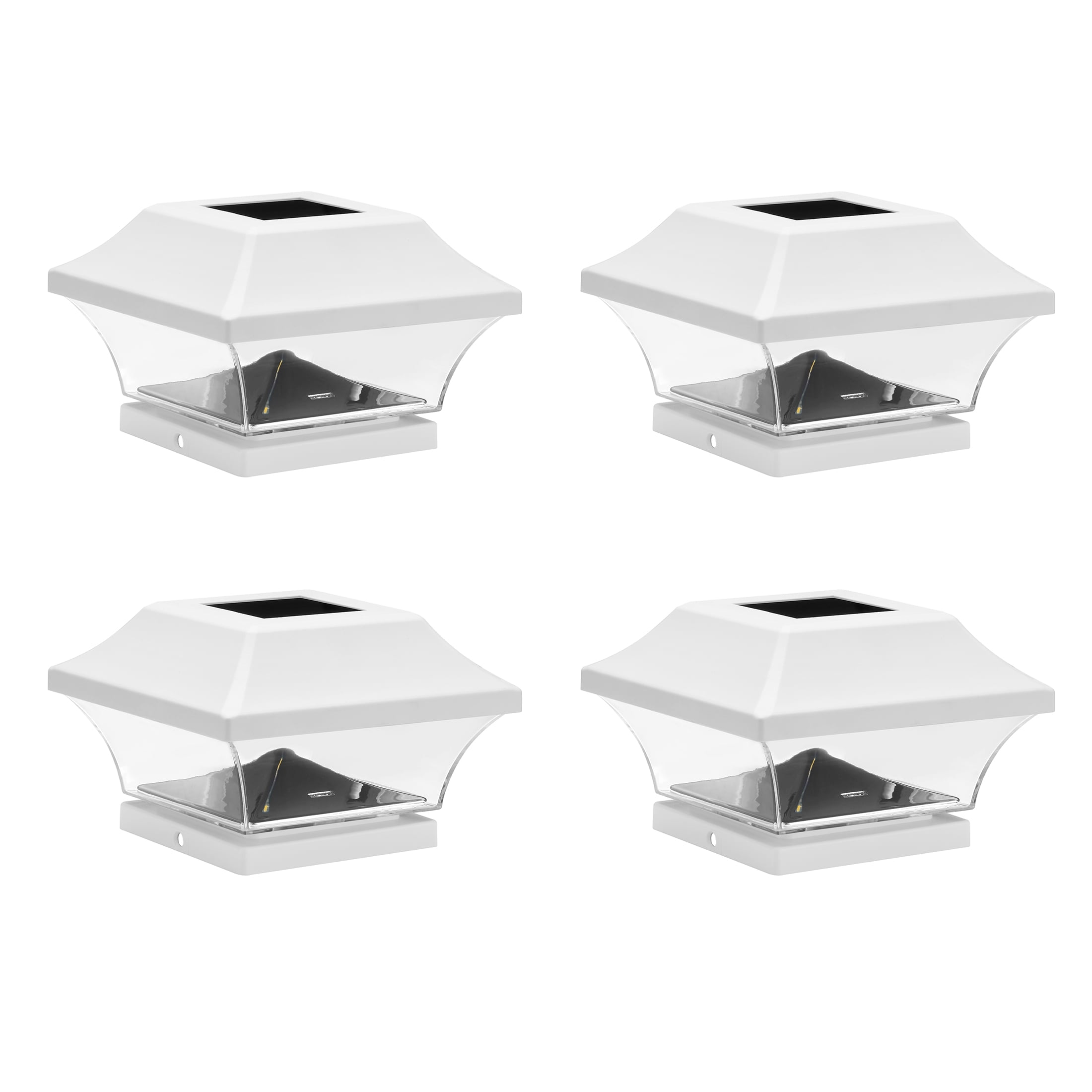 Mainstays Solar Powered White Outdoor LED Fence Deck 4" x 4" Post Light ...