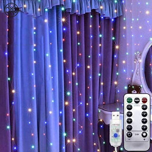 Luxtrada Window Curtain Fairy Lights 300 LED 8 Modes USB String Hanging ...