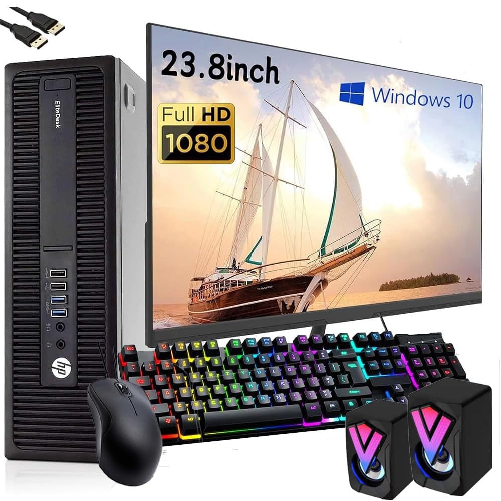 HP ProDesk - PC de escritorio SFF con monitor FHD de 24 pulgadas, Core ...