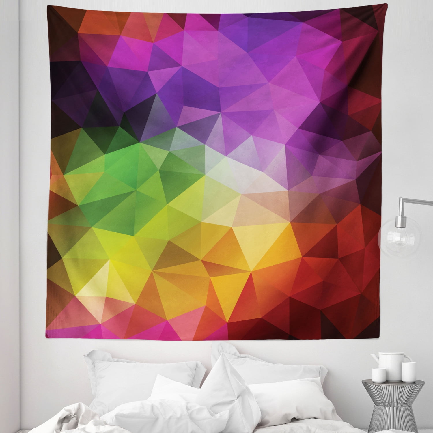 Colorful Tapestry, Colorful Geometric Shapes Triangular Polygons ...