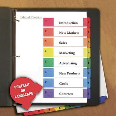 Deluxe Table of Contents Dividers for Printers, 12-Tab, 1 to 12; Table ...