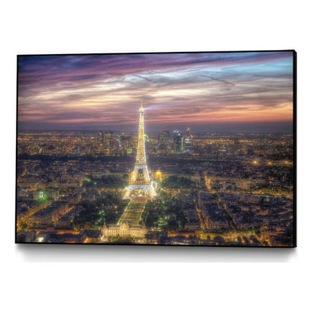 Giant Art Canvas 36x24 The sparkling lights of the Eiffel Tower Framed ...