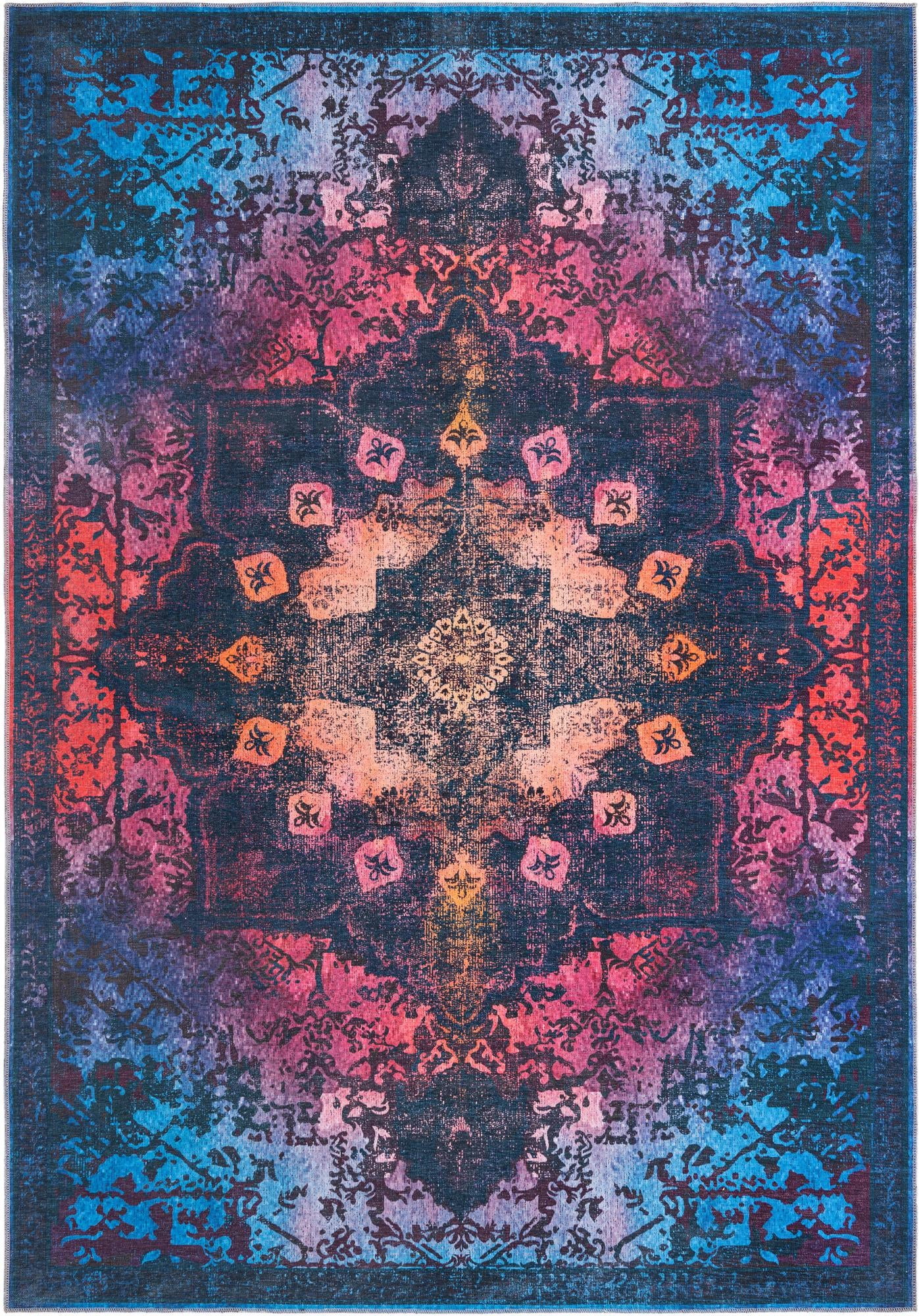 Rugs.com Francesca Collection Washable Rug – 8' x 11' Multi Black ...
