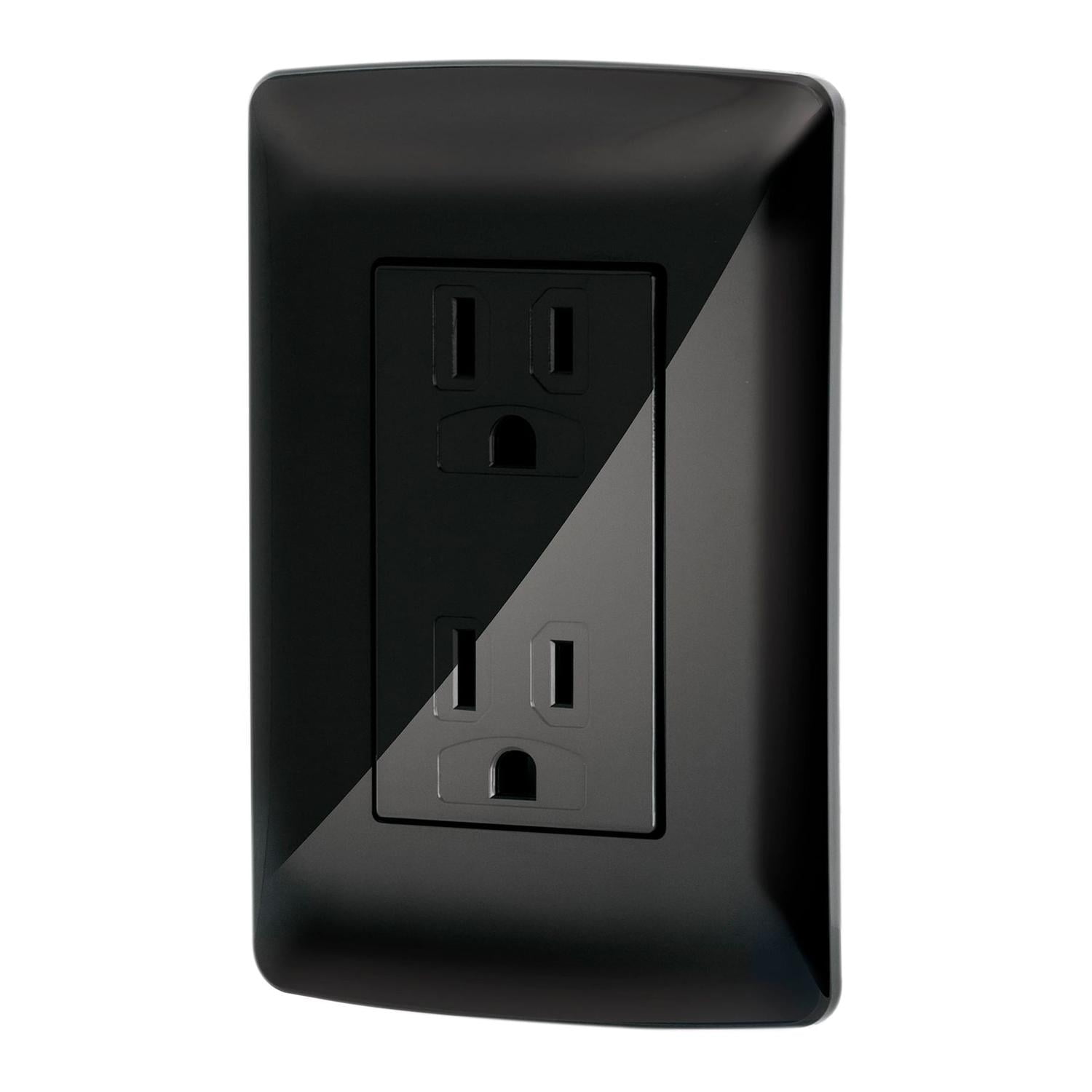 Contacto dúplex aterrizado, color negro, línea Italiana Volteck Volteck ...