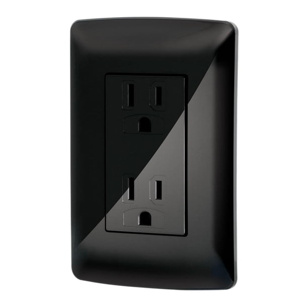 Contacto dúplex aterrizado, color negro, línea Italiana Volteck Volteck ...