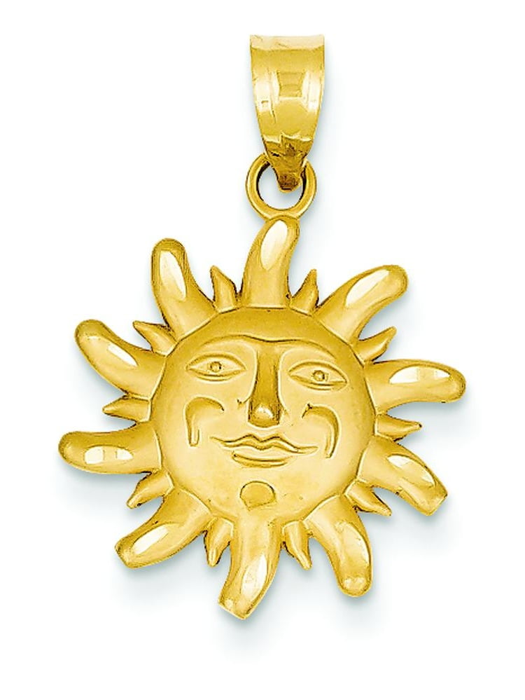 14K Yellow Gold Small Sun Charm Pendant - Walmart.com