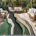 Abstract Wave Texture Outdoor Rug, Vintage Beige Green Bump Non-Slip ...