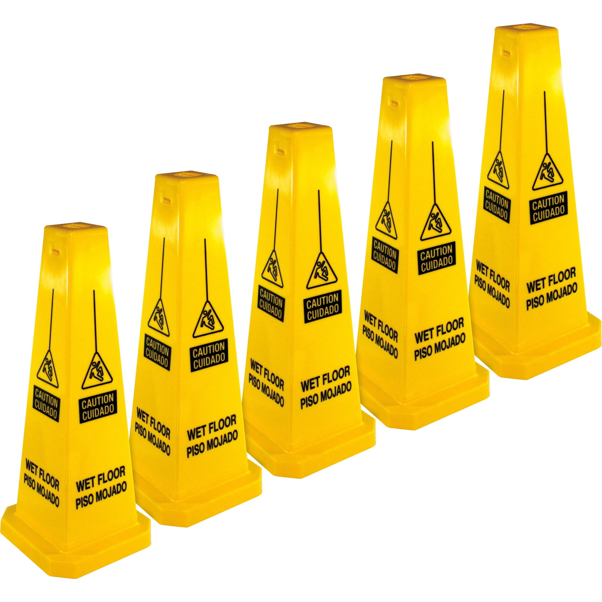 Genuine Joe Bright 4-sided Caution Safety Cone - 5 / Carton - 10" Width ...