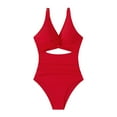 Haoxianjian Womens Swimsuits 1 Piece Bodysuits V Neck Swimming Swimwear Suits Cutout Bathing