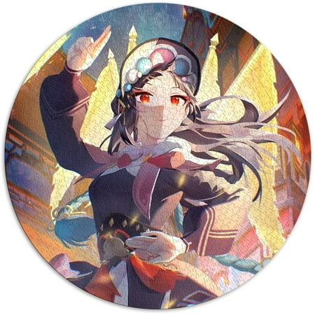 Genshin Impact Hu Tao 1000 Piece Circular Puzzle Brain Intelligence Challenge 26.5"x26.5" Great ...