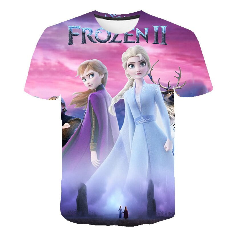 2-14 años niña Frozen Anna Elsa dulce camisetas niñas ropa Disney dibujos animados camiseta ...