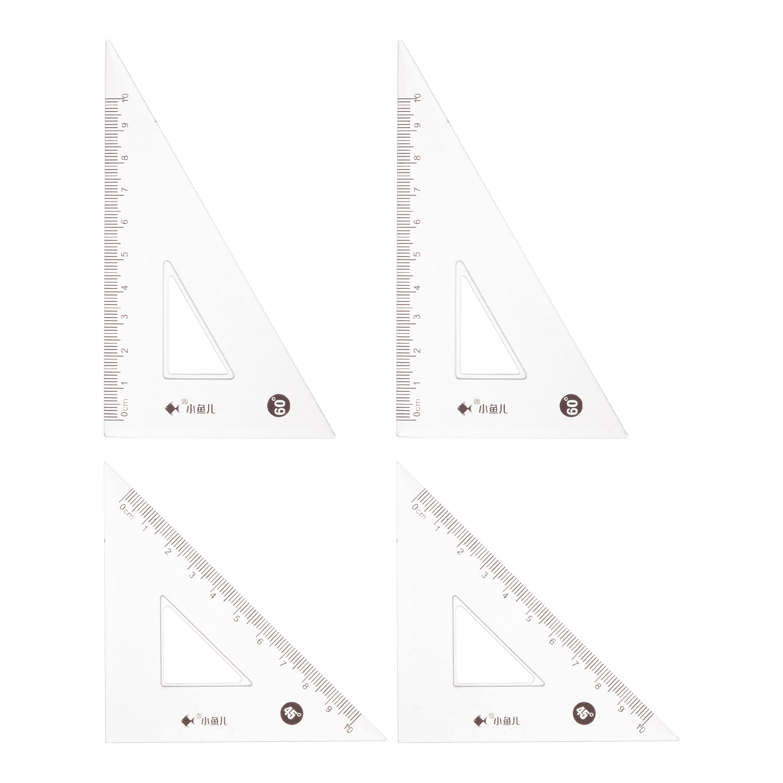 Uxcell 4piece Triangle Ruler Square Set 10cm 30/60 and 45/90 Degrees ...
