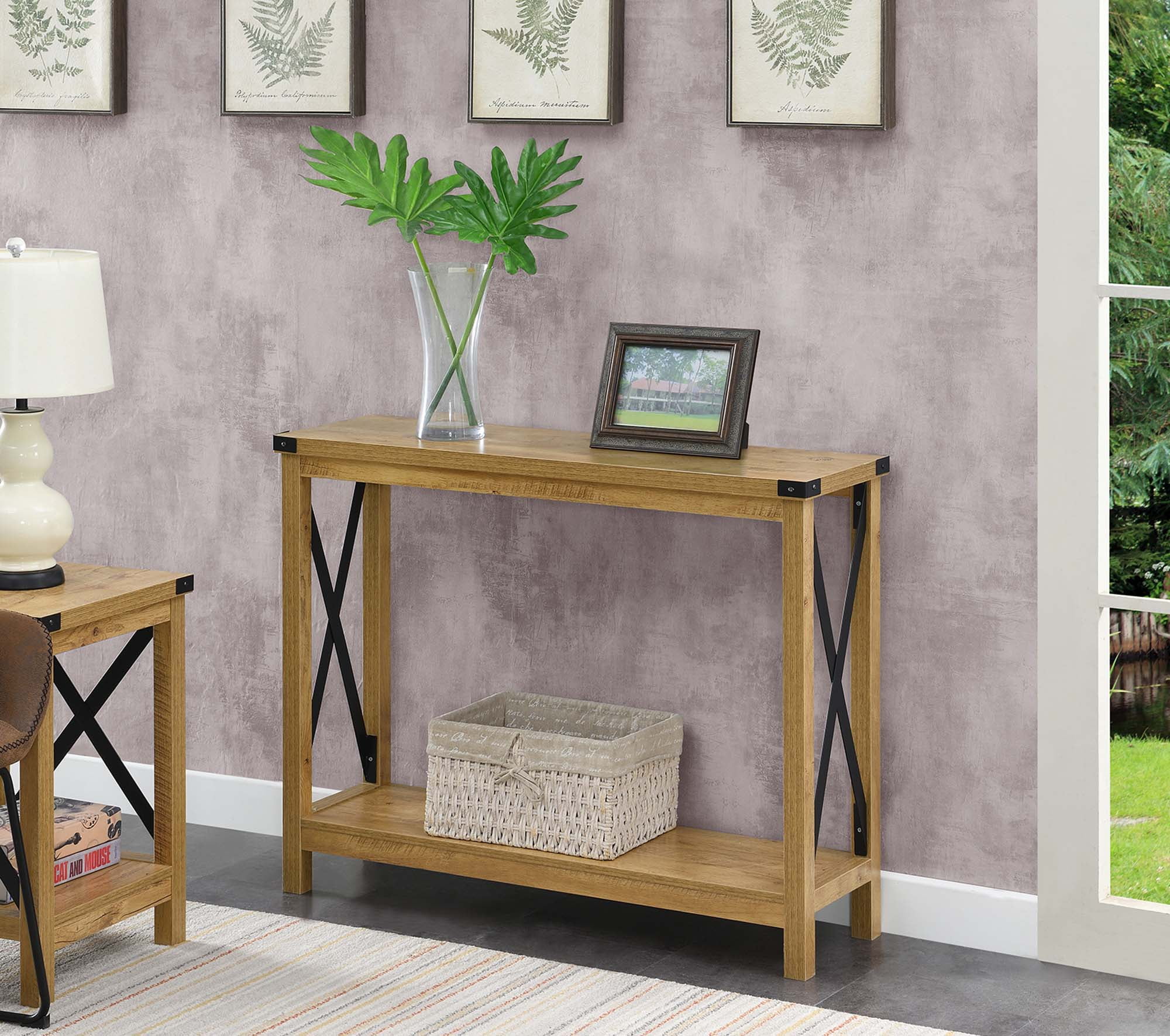Convenience Concepts Durango Console Table with Shelf, English Oak ...