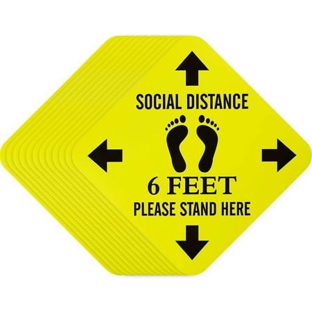 20 Pieces Social Distance Floor Decal Stickers, 10 Inch Anti-Slip ...