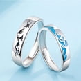 925 Sterling Silver Couple Rings, Wave Style Epoxy Treatment, His and ...