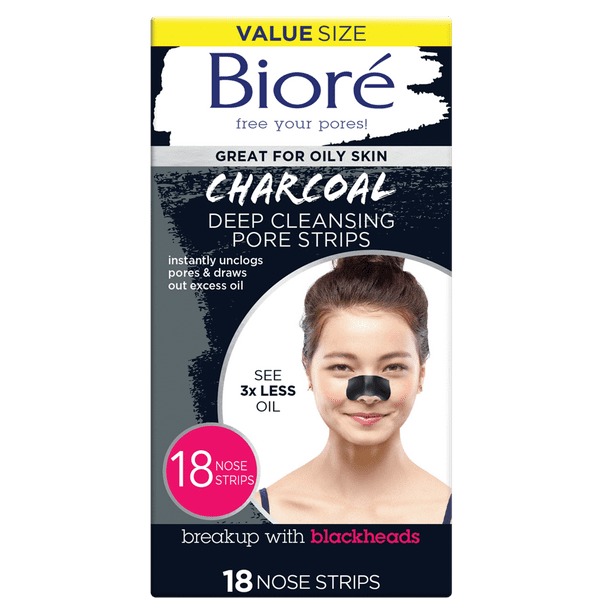 Biore Charcoal Deep Cleansing Pore Strips 18 Nose Strips For