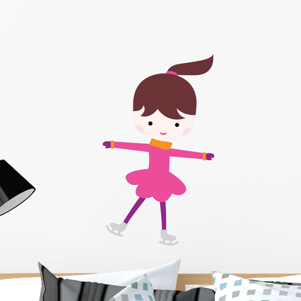 Cute Little Ice Skating Wall Decal Sticker, Wallmonkeys Peel & Stick ...