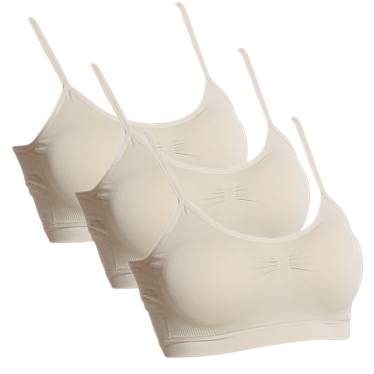 TheMogan Women's Removable Pad Seamless Ruched Front Layering Bra Top ...