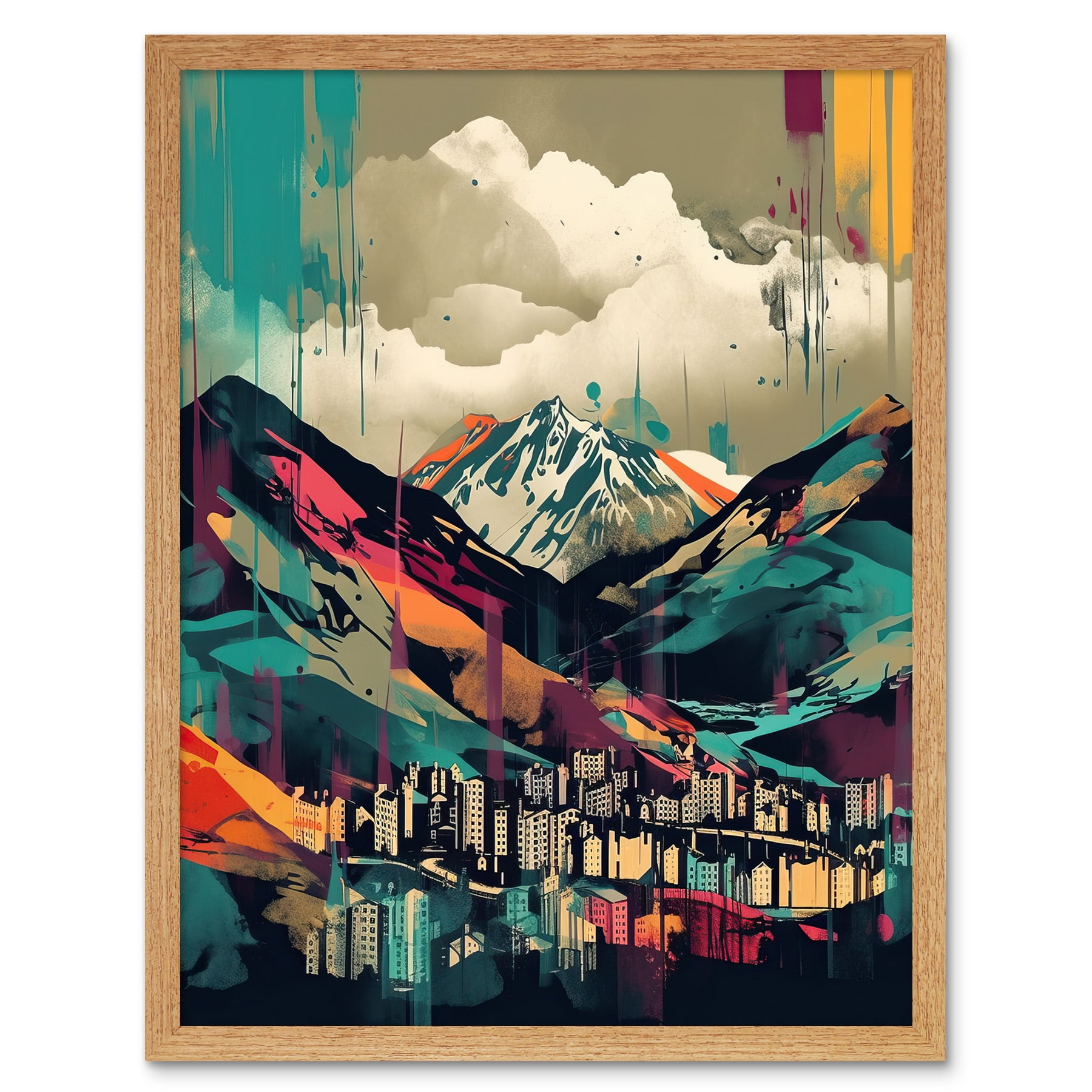 Ben Nevis and Fort William Modern Bold Landscape Art Print Framed ...
