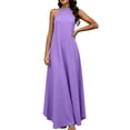 ClodeEU Women's Halter Neck Sleeveless A-Line Maxi Dress,Casual Flowy ...