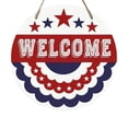 4Th of July Wooden Door Hanger, Patriotic Welcome Round Sign with Red ...