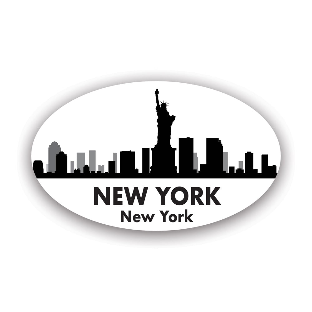 Oval New York Skyline Sticker Decal - Self Adhesive Vinyl ...