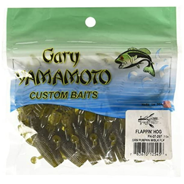 Gary Yamamoto Flappin' Hog Bait 7 Pack Green Pumpkin Black Flake FH-07 ...