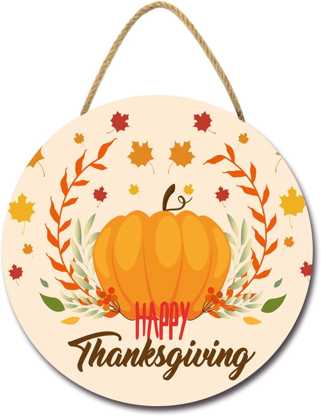 Eveokoki 11" Round Happy Thanksgiving Signs, Door Decor, Holiday Sign ...