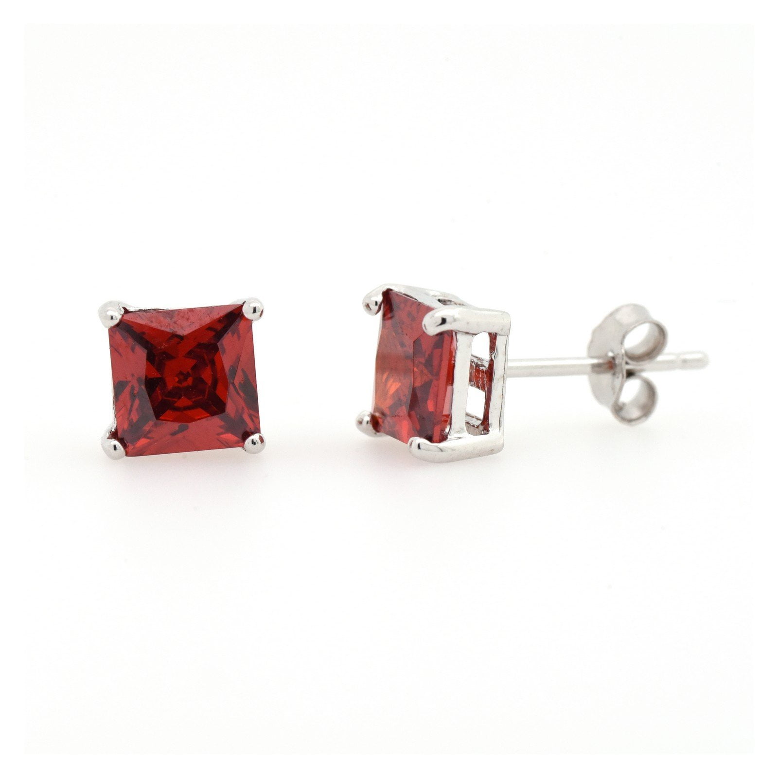 Princess Cut Simulated Garnet Cubic Zirconia Classic Basket Earring ...