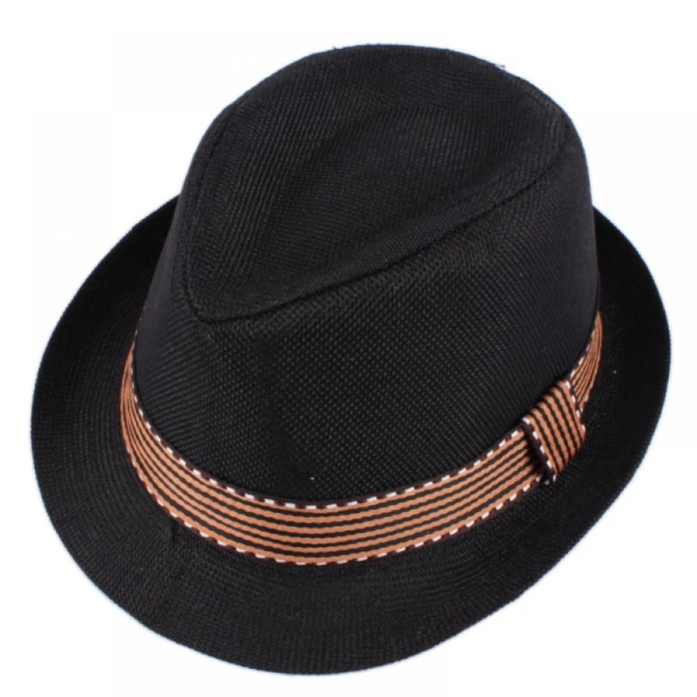 Toldder Kids Straw Trilby Fedora Cap Felt Fedora Hat Short Brim Sunhat ...