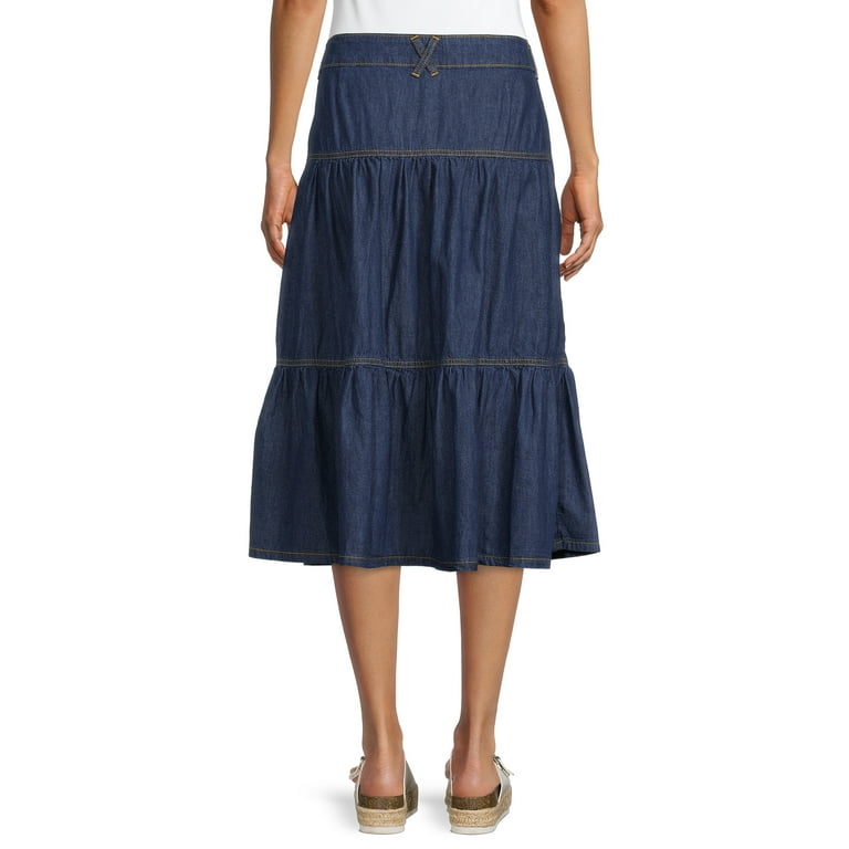 Time and Tru Women's Tiered Denim Skirt - Walmart.com Time and Tru Women's Tiered Denim Skirt - Walmart.com