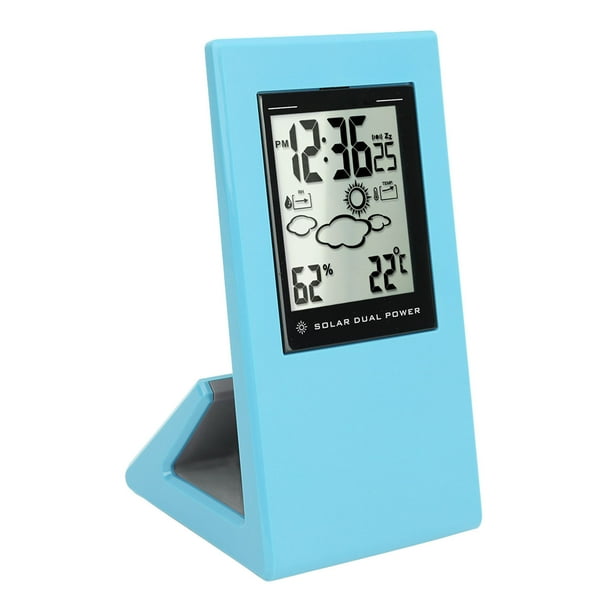 Weather Forcast Clock Solar Battery Powered Square LCD Display Timing ...