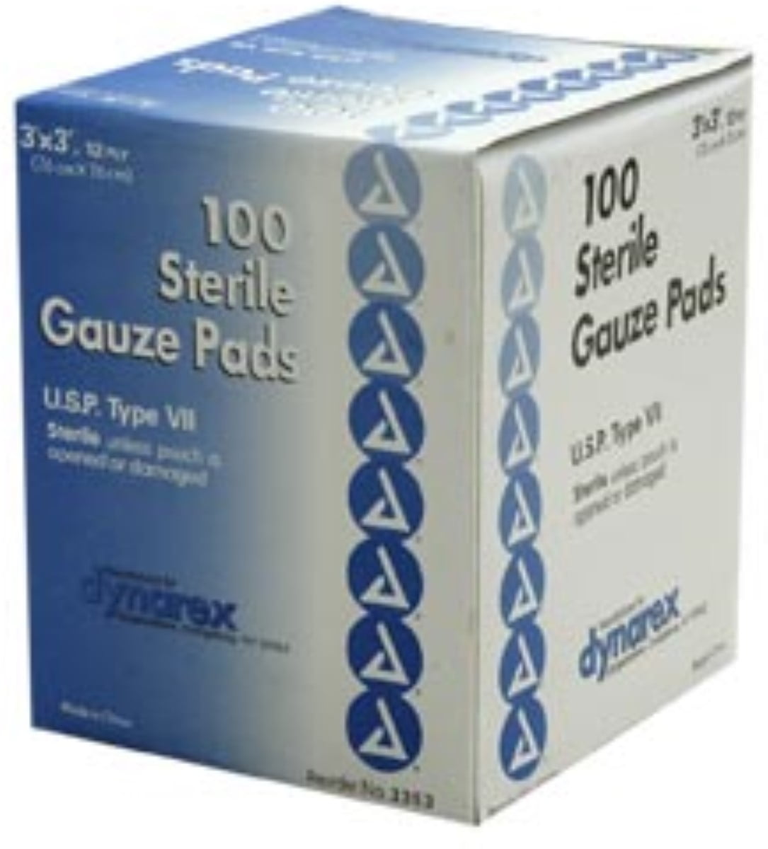Dynarex Gauze Pads Sterile 3x3 12PLY 100 ea (Pack of 2) - Walmart.com
