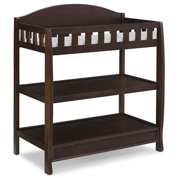 Delta Children Wilmington Changing Table with Pad, Walnut Espresso ...