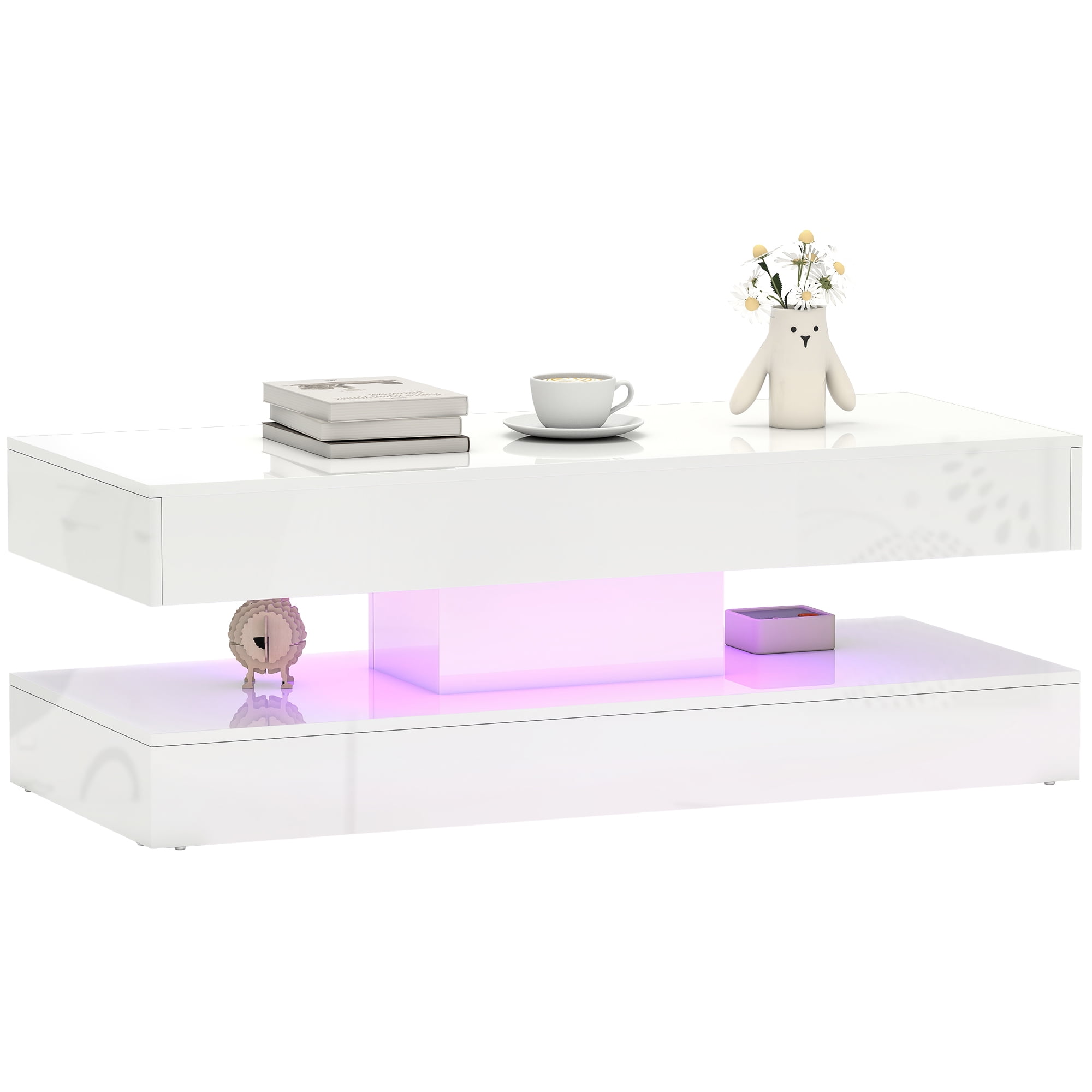 Click here for Homcom High Gloss Coffee Table With Adjustable Led... prices
