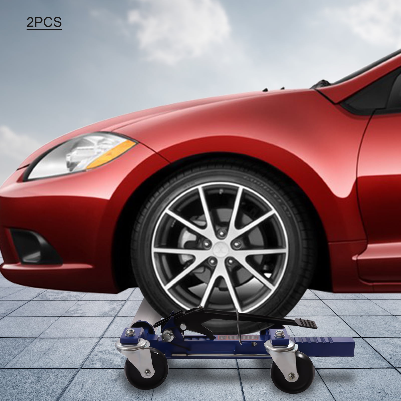 Miumaeov Vehicle Positioning Ratcheting Wheel Dolly Steel Car Storage ...