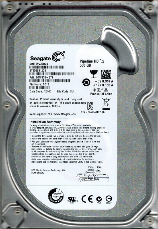 Seagate ST3500312CS P/N: 9GW132-671 F/W: SC13 500GB SU - Walmart.com
