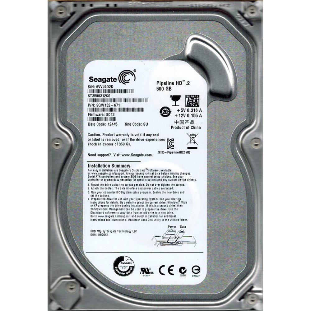 Seagate ST3500312CS P/N: 9GW132-671 F/W: SC13 500GB SU - Walmart.com ...