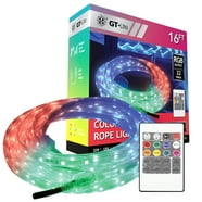 Intertek 18ft LED Rope Light with 180 Multicolor LEDs, 8 Color Settings ...