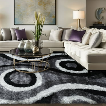 RugBerry 5x7 Area Rug Brown Abstract 3D Shag Carpet Soft Fluffy Fuzzy ...