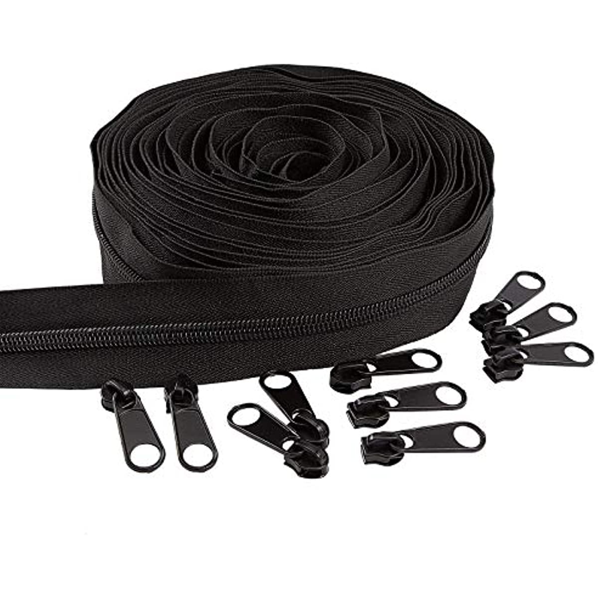 10 Yards #8 Nylon Closed-end Zippers Black Large Nylon Coil Zippers ...