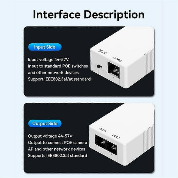 Gigabit POE Repeater with 2 Ports and 100/1000M Speed for IEEE802.3af ...