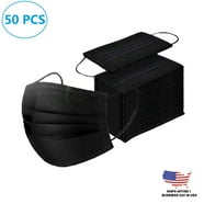 Black Disposable Face Masks, 3-ply Breathable Masks, Elastic Ear Loop ...