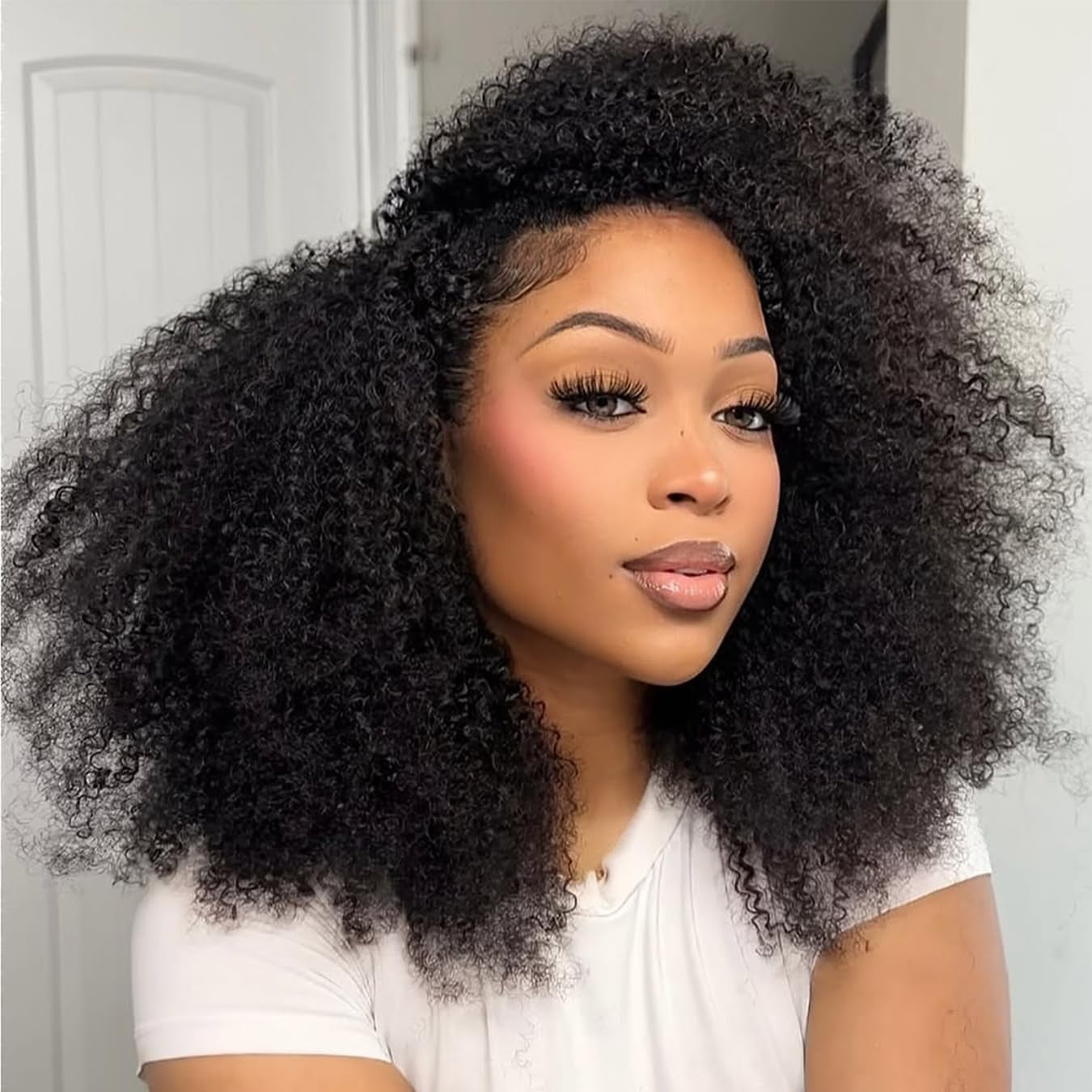 Click here for Domiso Afro Kinky Curly Half Wig Human Hair Seamle... prices