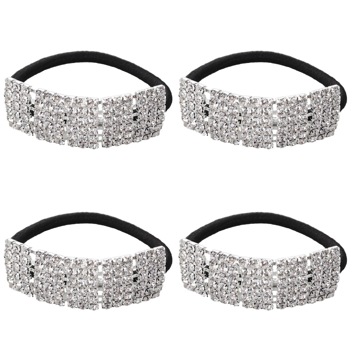 4 Pcs Artificial Crystal Hair Band Hair Ties Rhinestone Ponytail ...