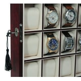 30-Piece Cherry Wood Watch Case, Wall Stand, Holds Watches up to 65mm ...