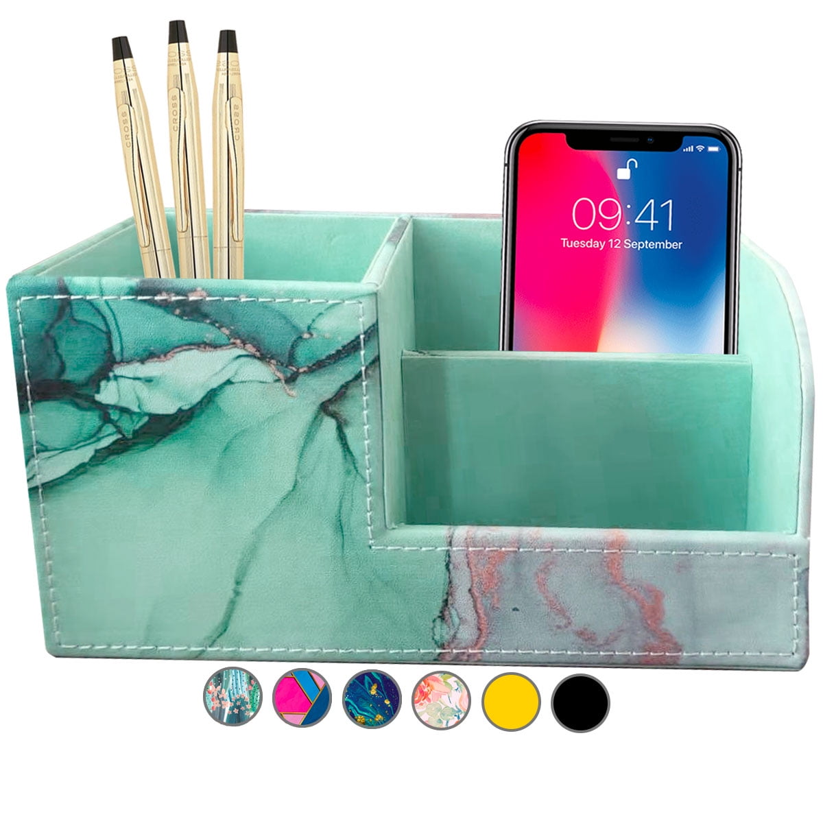 French KOKO PU Small Leather Desk Organizer Cute Pen Holder Organizers ...