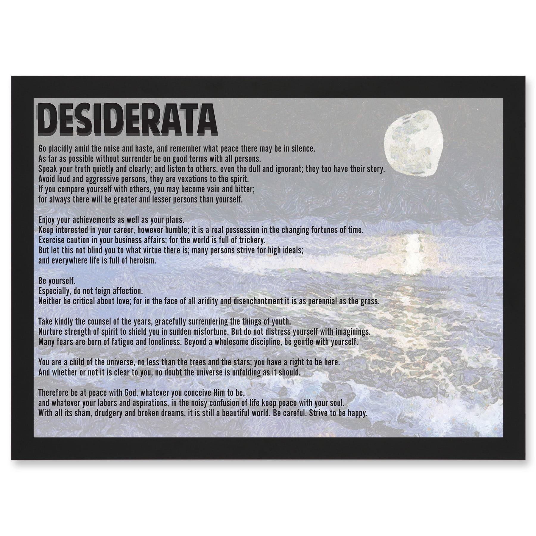 Desiderata Ehrmann Go Placidly Amid Noise Haste Quote Typography A4 ...