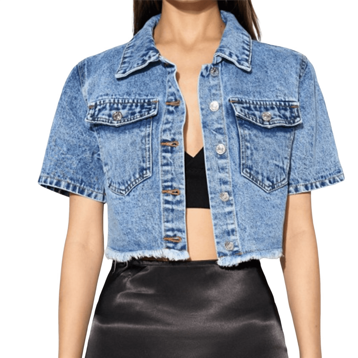 Click here for Unbranded Womens Short Sleeve Denim Jacket Button... prices