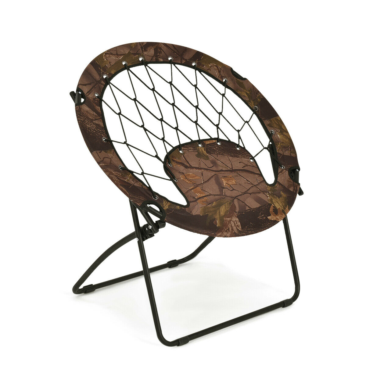 Folding Round Bungee Chair Steel Frame Outdoor Camping Hiking Garden ...